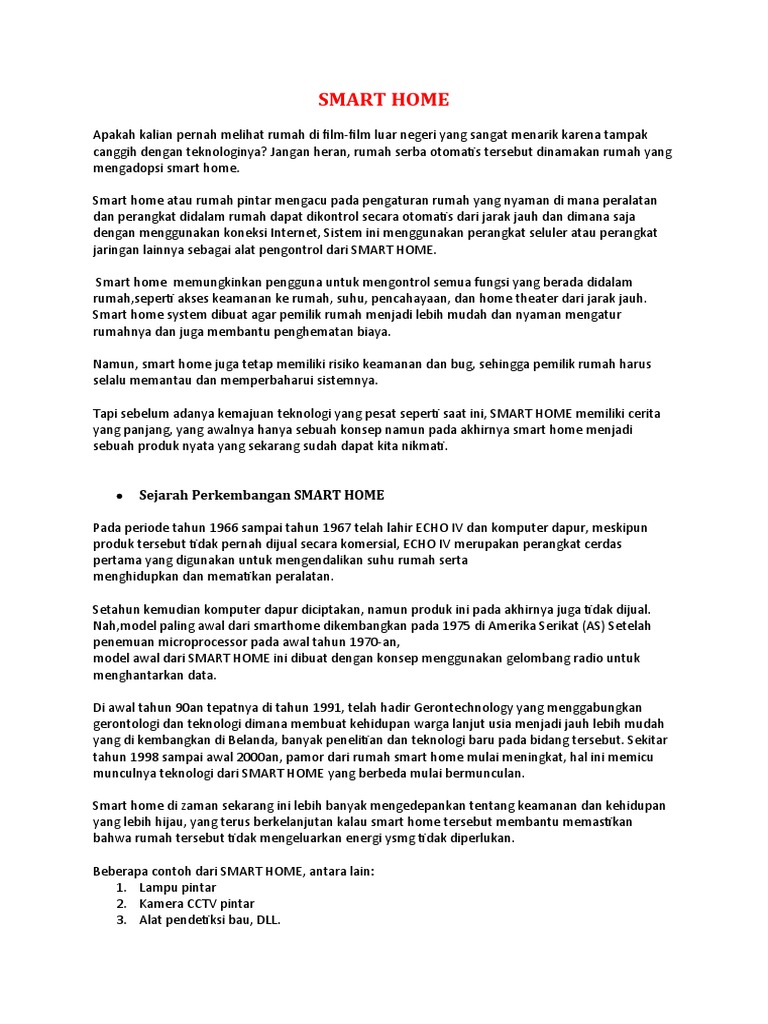 Rumah Pintar: Teknologi dan Sejarah | PDF