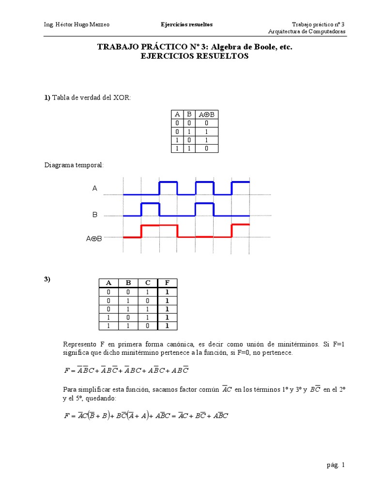 Ejercicios Resueltos TP3 MateMatica y Arquitectura en Computadoras | PDF | Matemáticas | Lógica ...