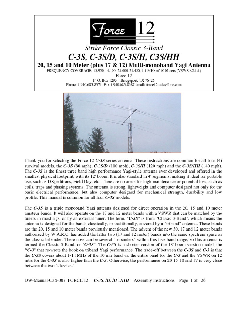 Force 12 - C3S Manual | PDF | Rivet | Antenna (Radio)