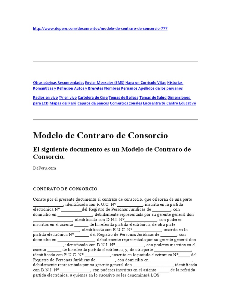 Modelo de Contrato de Consorcio | PDF | Contabilidad | Arbitraje