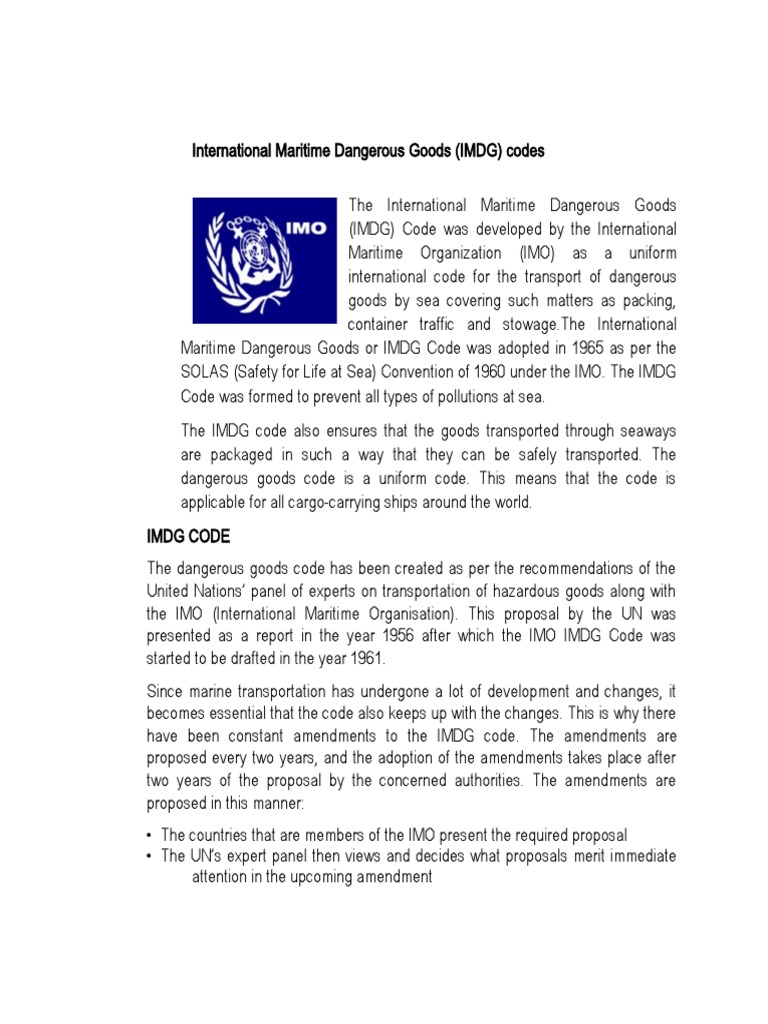 IMDG Code: Essential Guide for Seafarers | PDF | Dangerous Goods ...