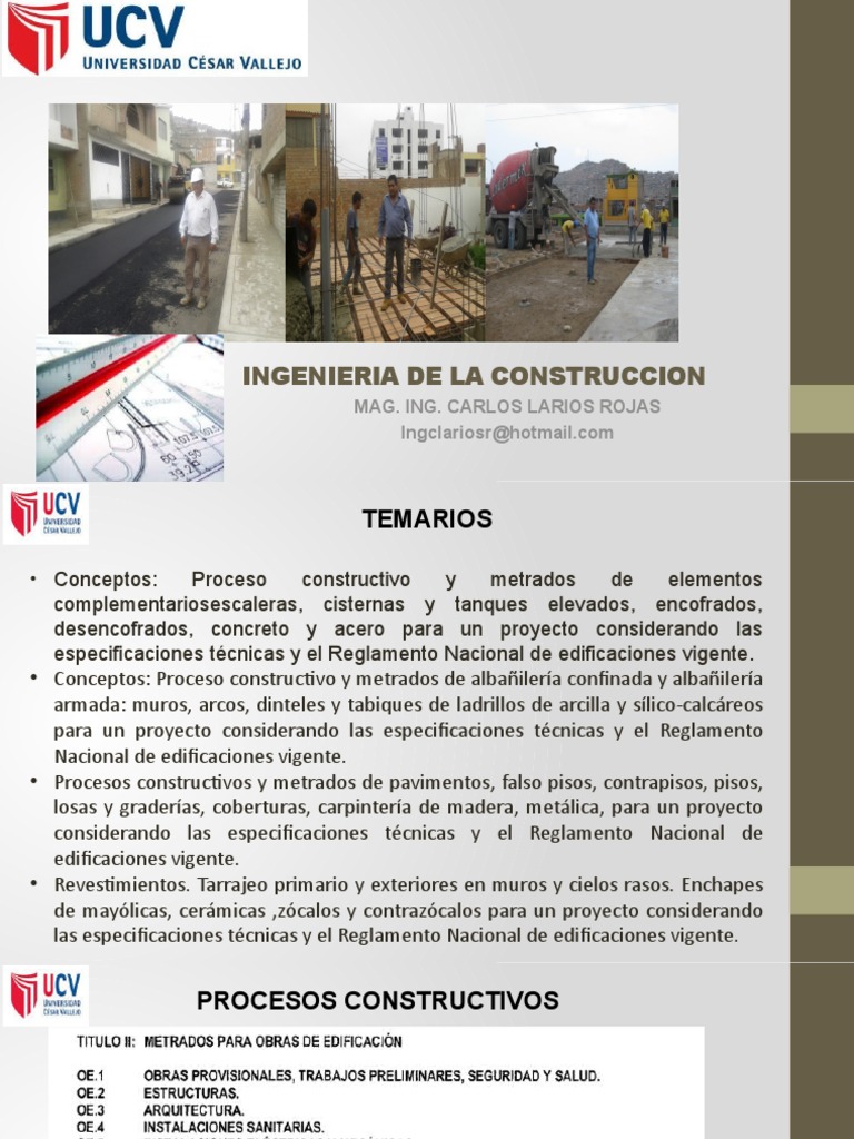 Ing de La Construccion - Clase 04-CLASE PROCESOS CONSTRUCTIVOS | PDF ...