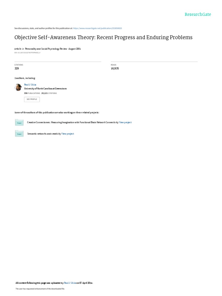 Objective Self-Awareness Theory: Recent Progress and Enduring Problems ...