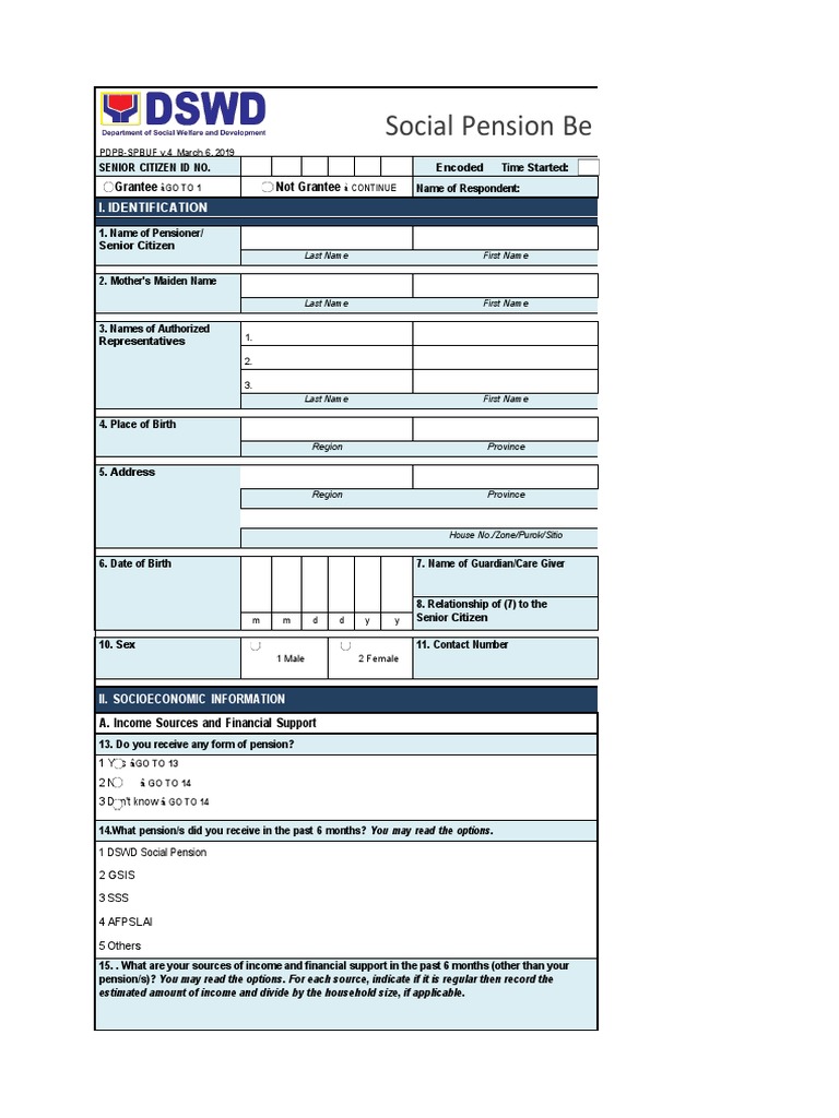 Social Pension Beneficiary Form | PDF | Pension | Family