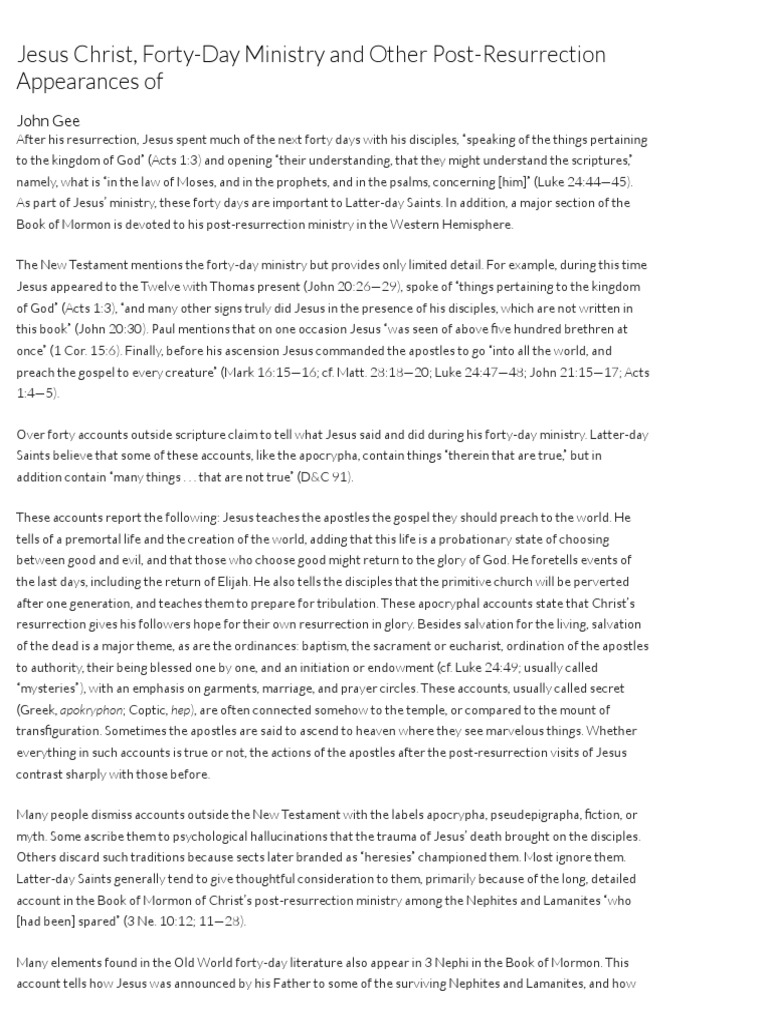 Jesus' Forty-Day Ministry Explained | PDF | Jesus | Acts Of The Apostles