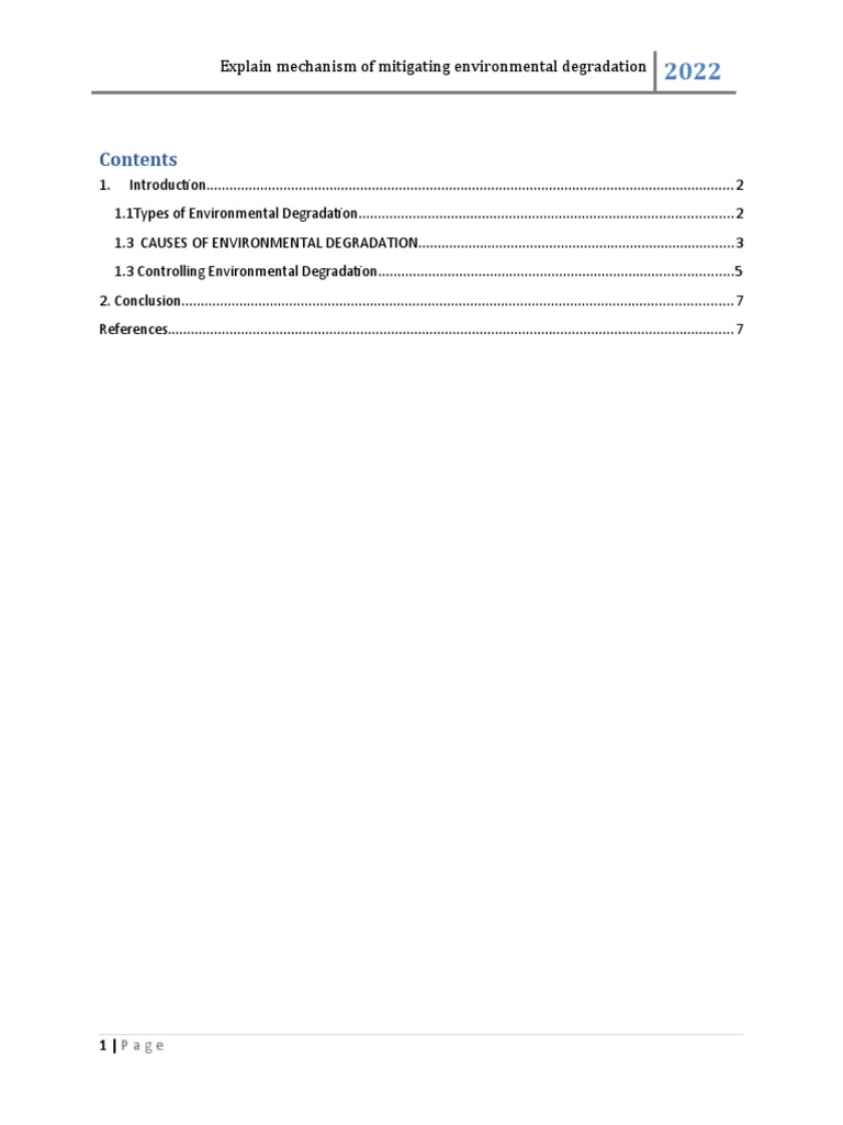 Explain Mechanism of Mitigating Environmental Degradation | PDF ...