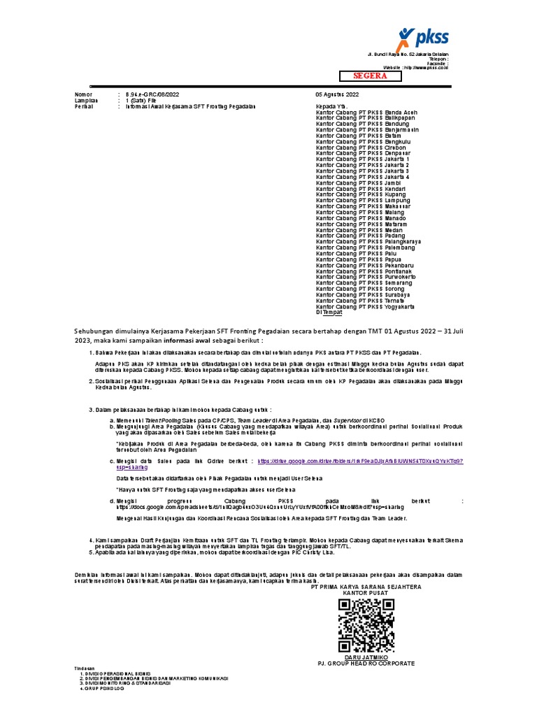 Surat Informasi Awal SFT Pegadaian | PDF