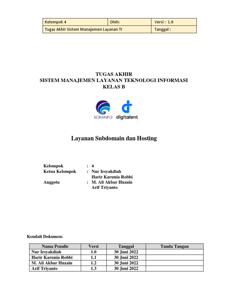 Tugas Akhir Sistem Manajemen Layanan Teknologi Informasi | PDF