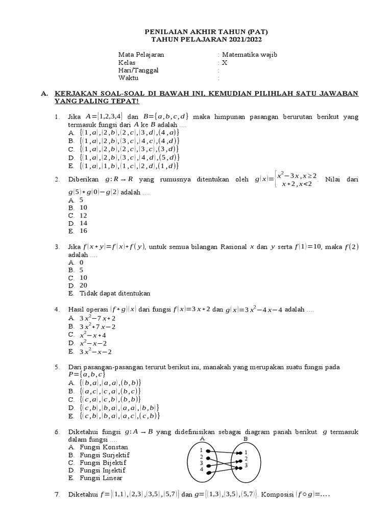 Matematika (W) 10 Soal | PDF