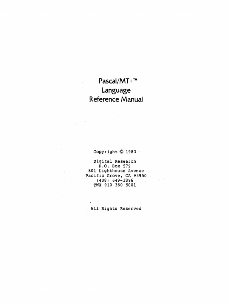 Pascal MT+ Language Manual Feb83 | PDF | Data Type | Pointer (Computer ... Pascal MT+ Language Manual Feb83 | PDF | Data Type | Pointer (Computer ...