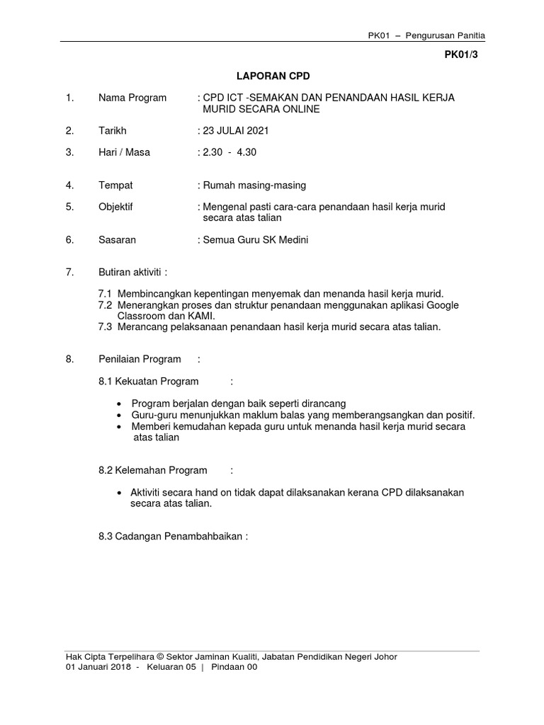 Laporan CPD ICT 2021 | PDF