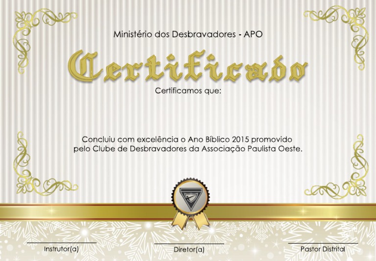 Certificado Ano Bíblico - Apo 2015 | PDF