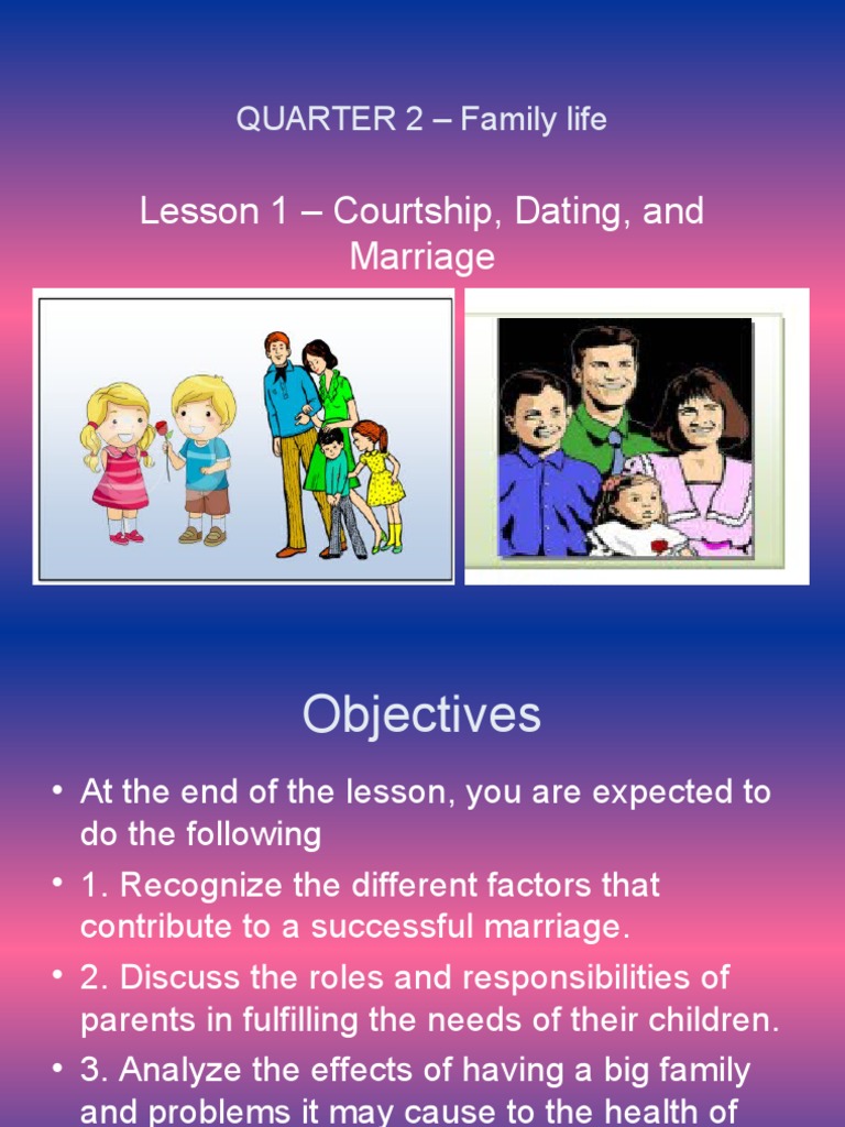 Lesson 1 - Courtship, Dating, and Marriage: QUARTER 2 - Family Life ...