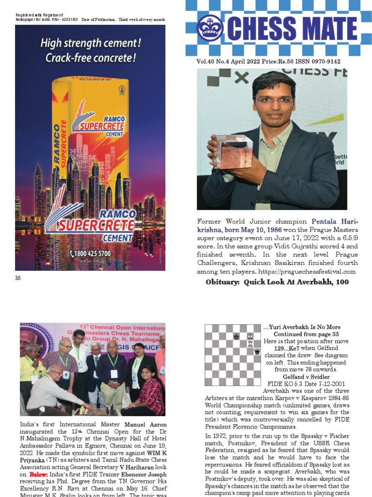 Chess Mate Apr 2022 1-2 35-36 | PDF | Chess | World Chess Championships