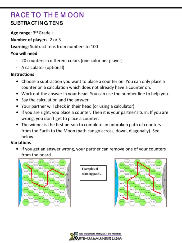 Race To The Moon: Age Range: 3 Number of Players: 2 or 3 Learning ...