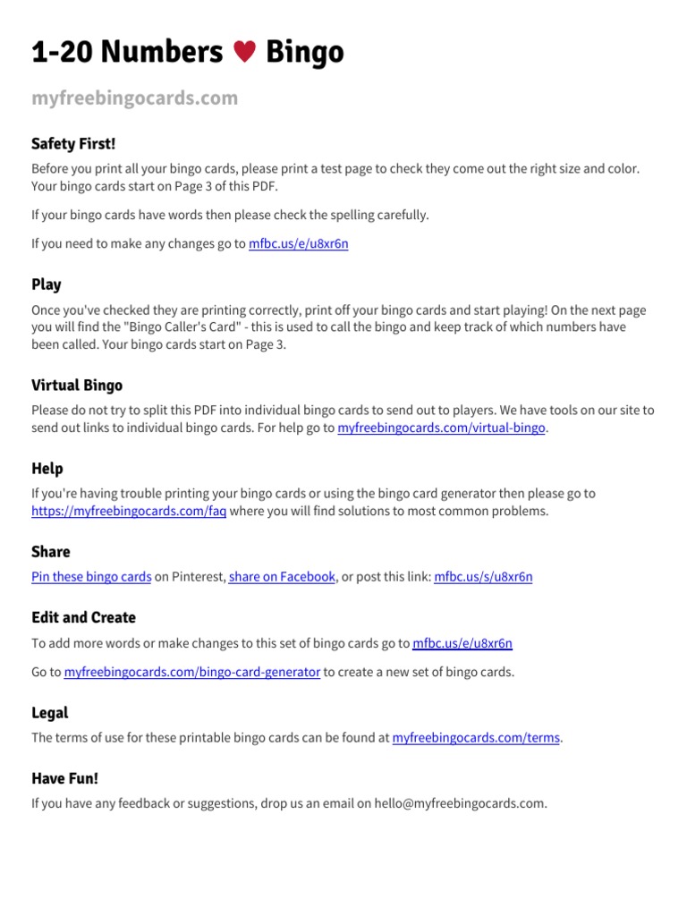 120 Numbers Bingo | PDF | Computing