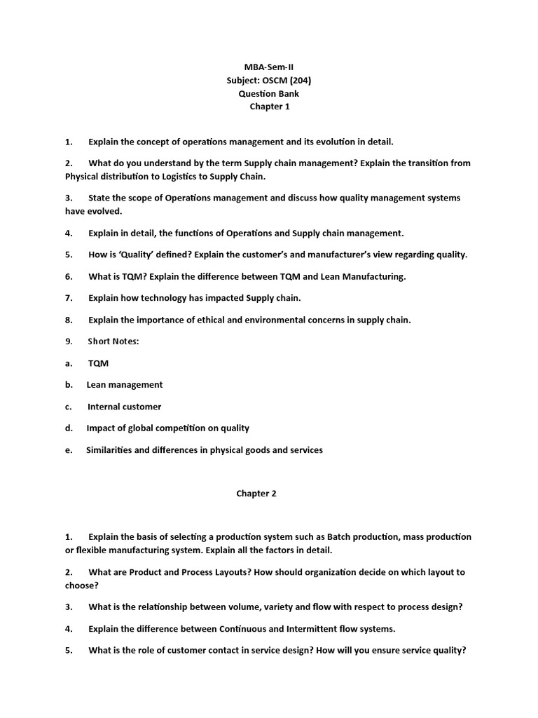 QB-OSCM (204) - Unitwise | PDF | Supply Chain Management | Supply Chain