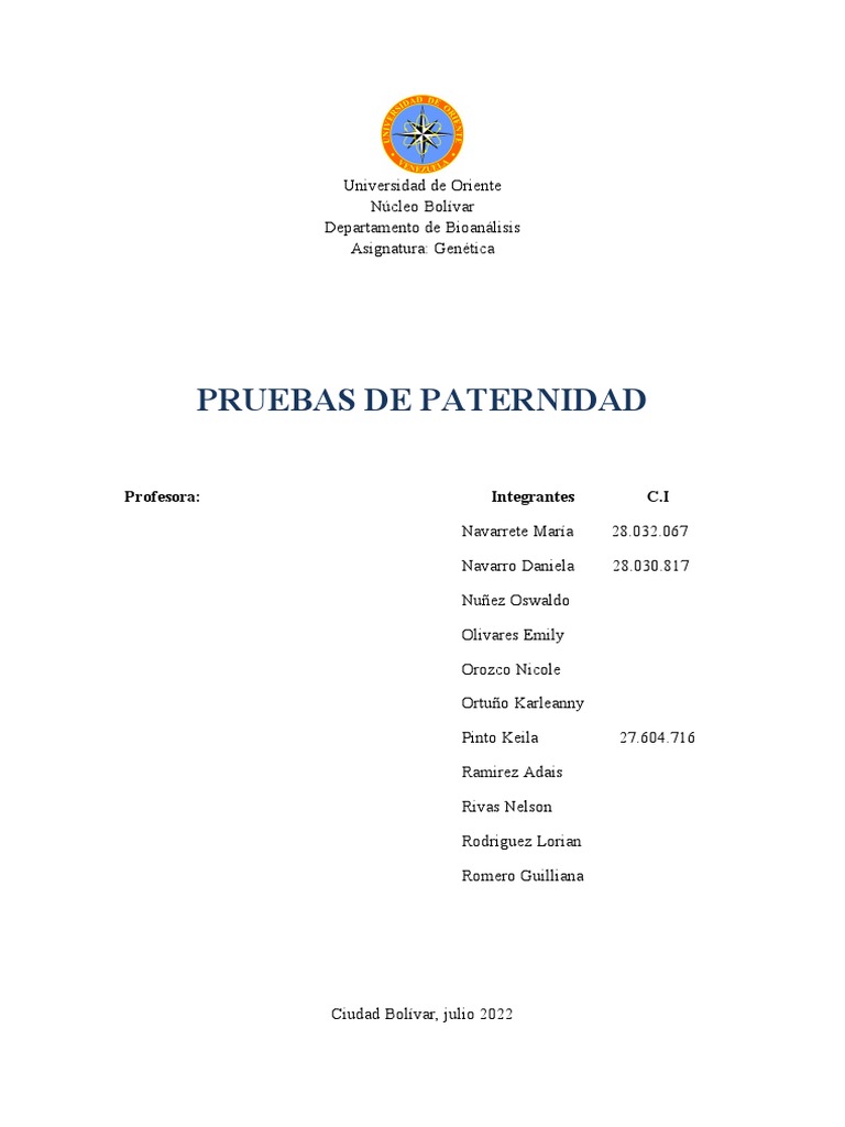 Pruebas de Paternidad | PDF | Secuencia ADN | Microsatélite
