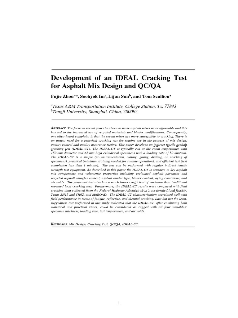 IDEAL Cracking Test | PDF | Fracture Mechanics | Road Surface