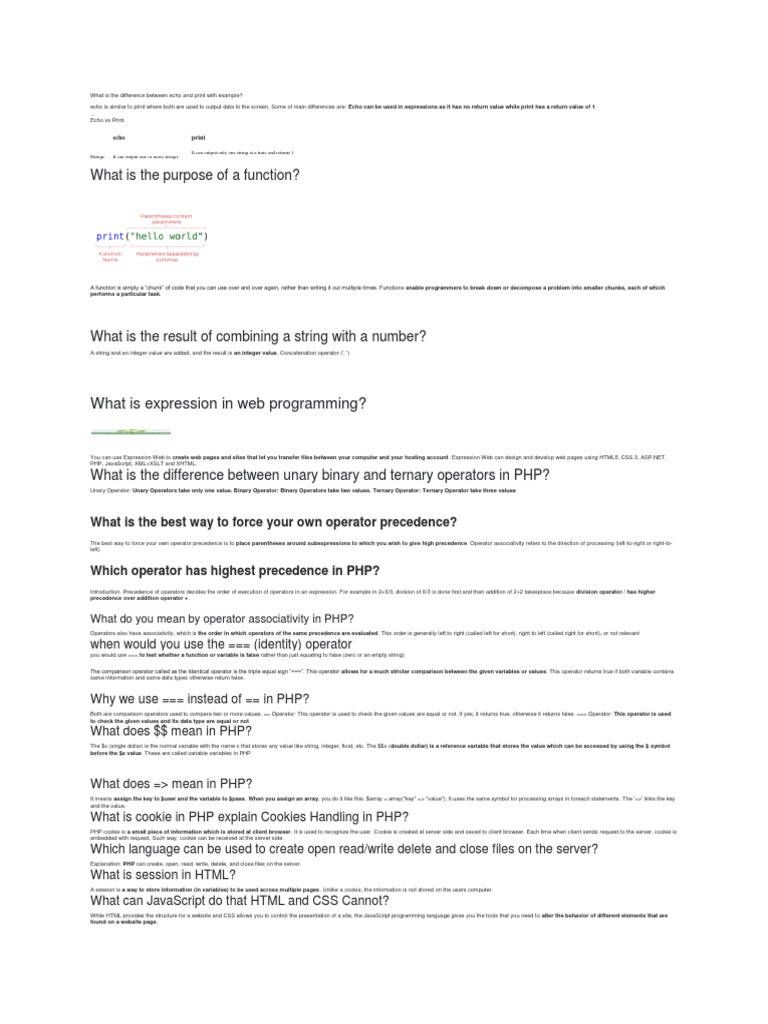 What Is The Difference Between Echo and Print With Example | PDF | Ajax ...