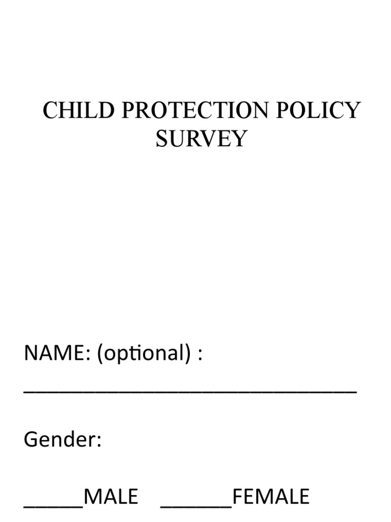 Child Protection Policy Survey Form | PDF | Violence | Bullying