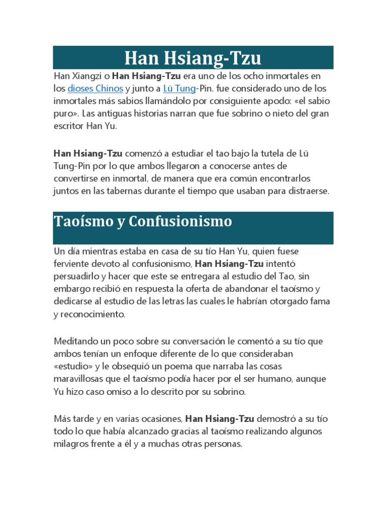 Han Hsiang-Tzu | PDF