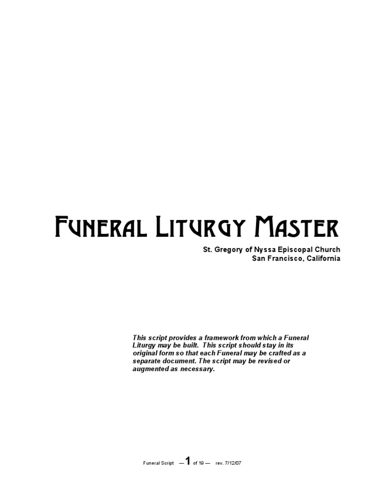 Funeral Script | Mass (Liturgy) | Prayer