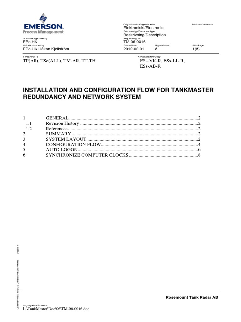 TM-06-0016, TankMaster Network Installation Flow | PDF | Operating ...