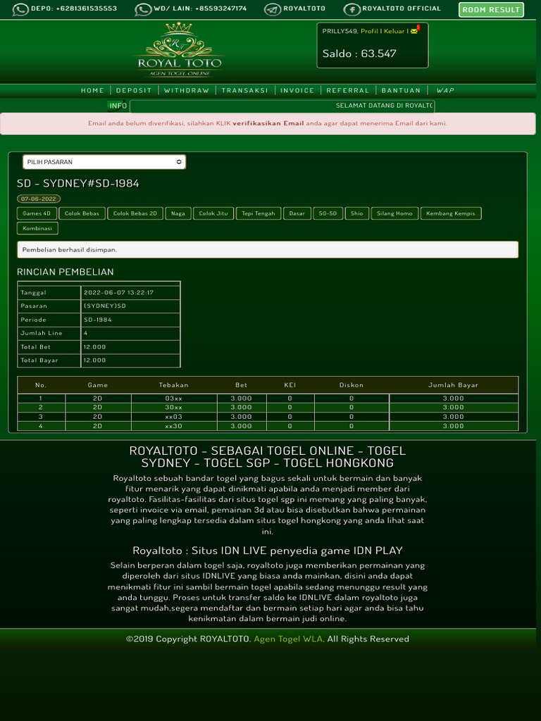 Dashboard Member Royaaltoto 11 | PDF