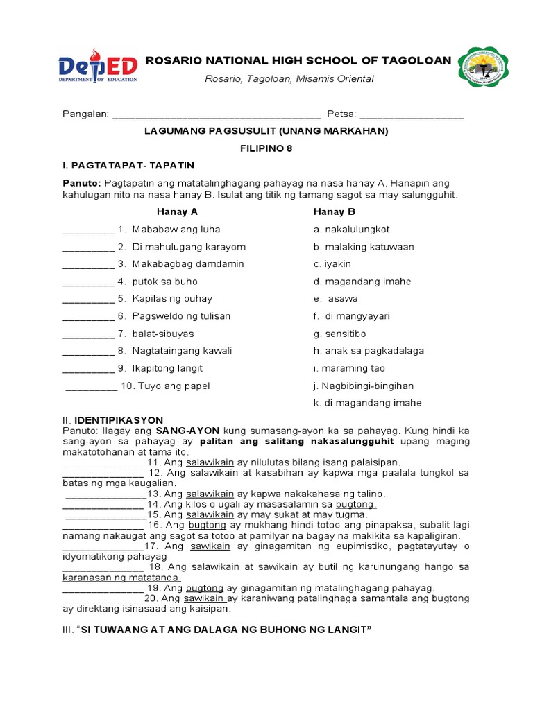 Fil8 - q1 Written Exam | PDF