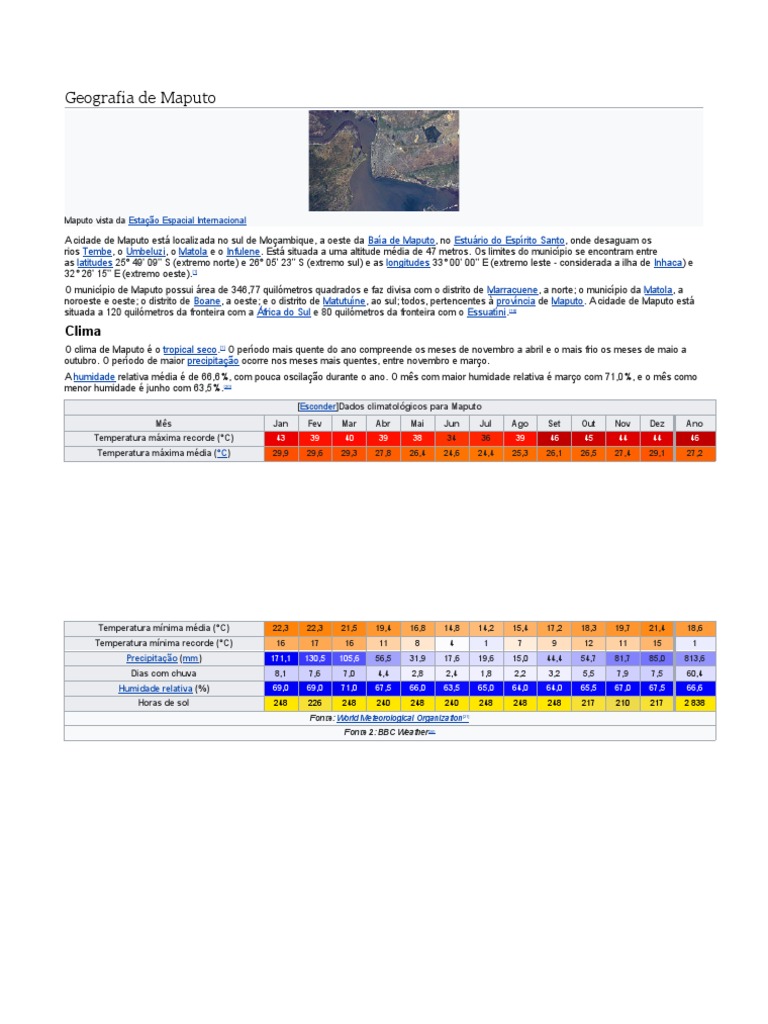 Geografia e clima da cidade de Maputo, Moçambique | PDF | Ambiente ...