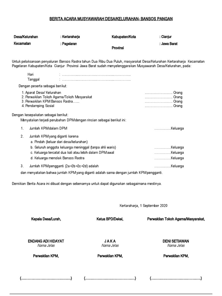 Berita Acara BPNT Desa Kertaraharja | PDF