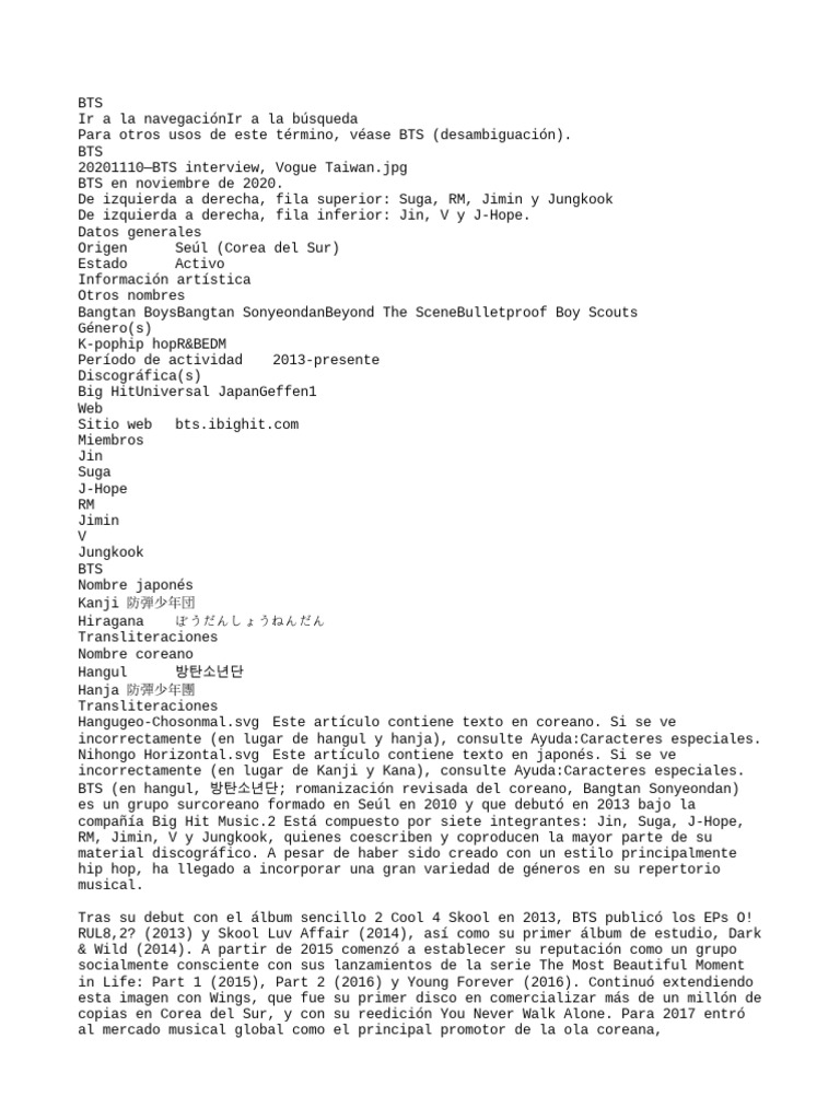 Bts | PDF | Industria de la música