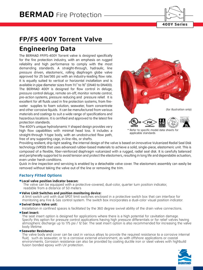Bermad: FP/FS 400Y Torrent Valve Engineering Data | PDF | Valve | Pipe ...