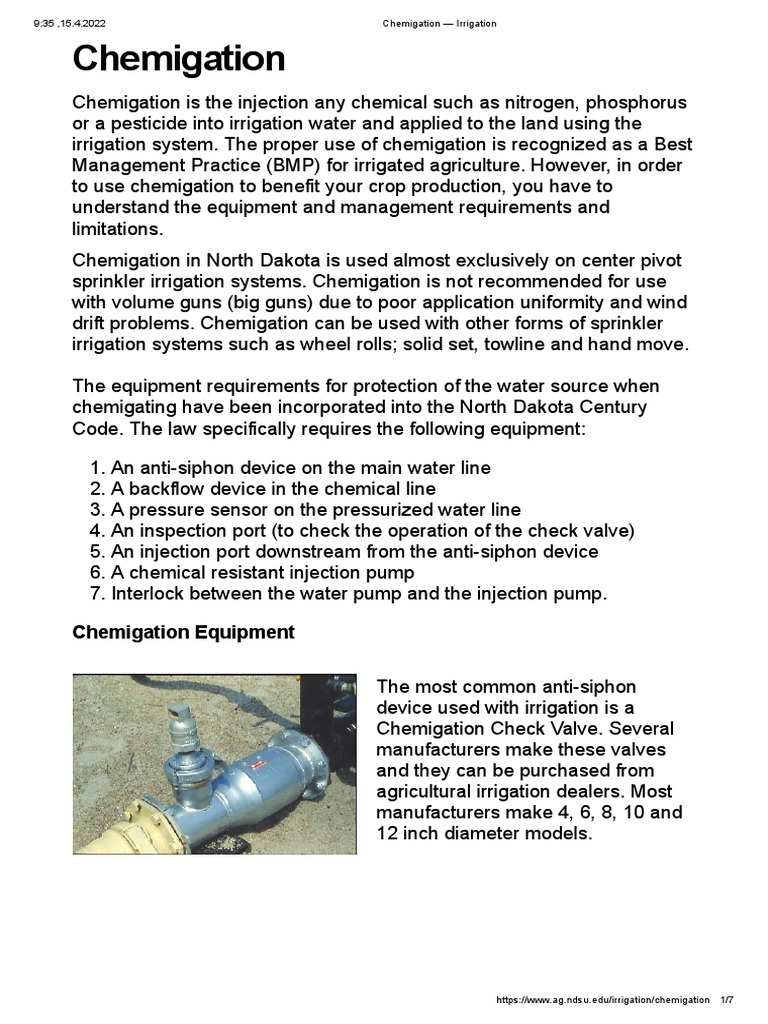 Chemigation - Irrigation | PDF | Irrigation | Valve