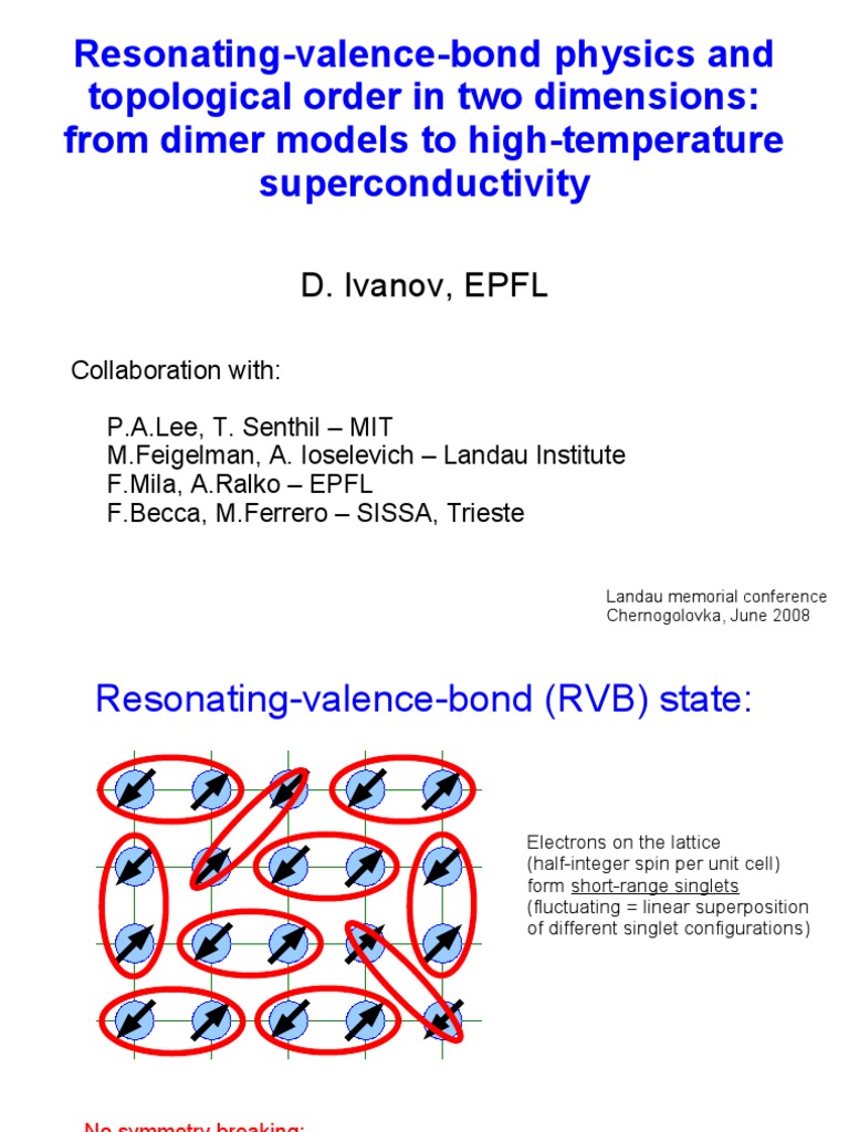 Resonating Valence Bond State | PDF | High Temperature ...