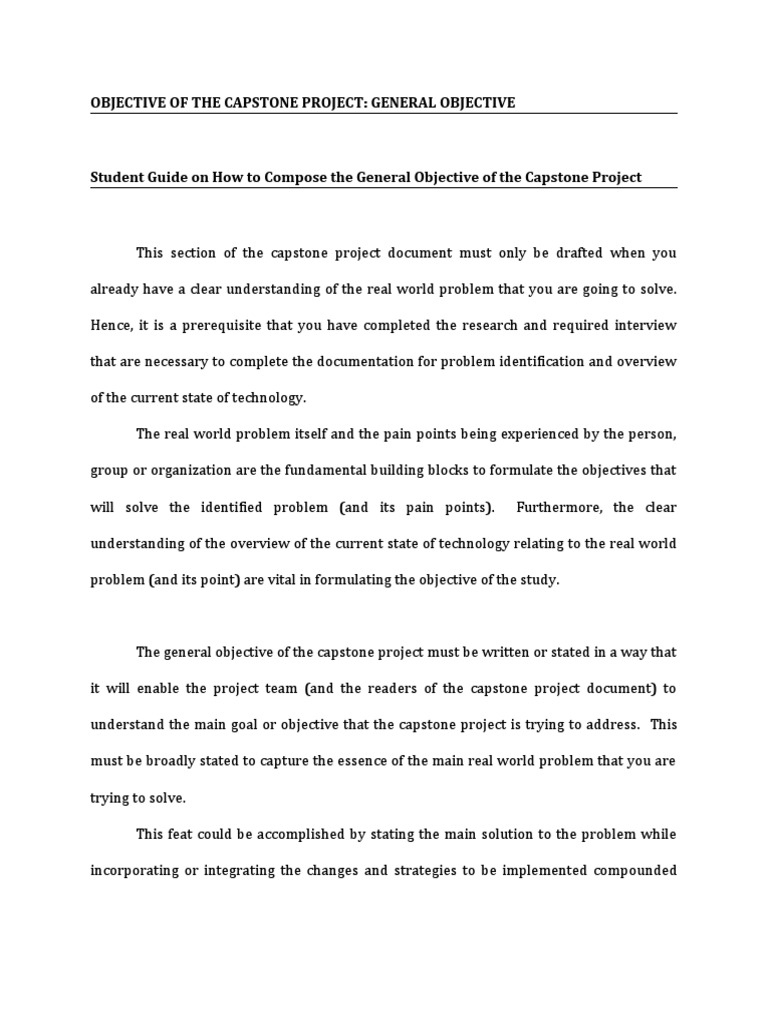 How To Compose The General Objective of The Capstone Project | PDF