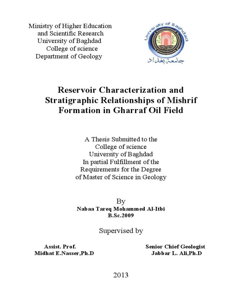 Mishrif Formation Reservoir Study in Gharraf | PDF | Porosity | Limestone