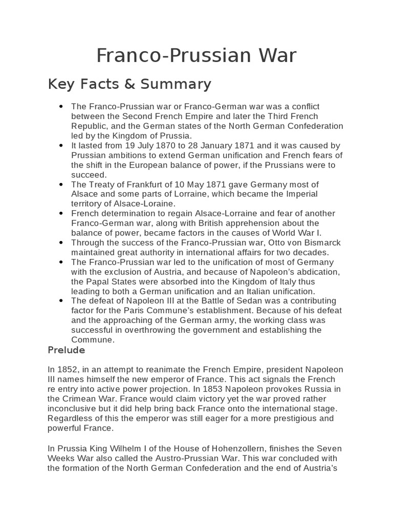 Reading Material Franco Prussian War (1) | PDF | Franco Prussian War ...
