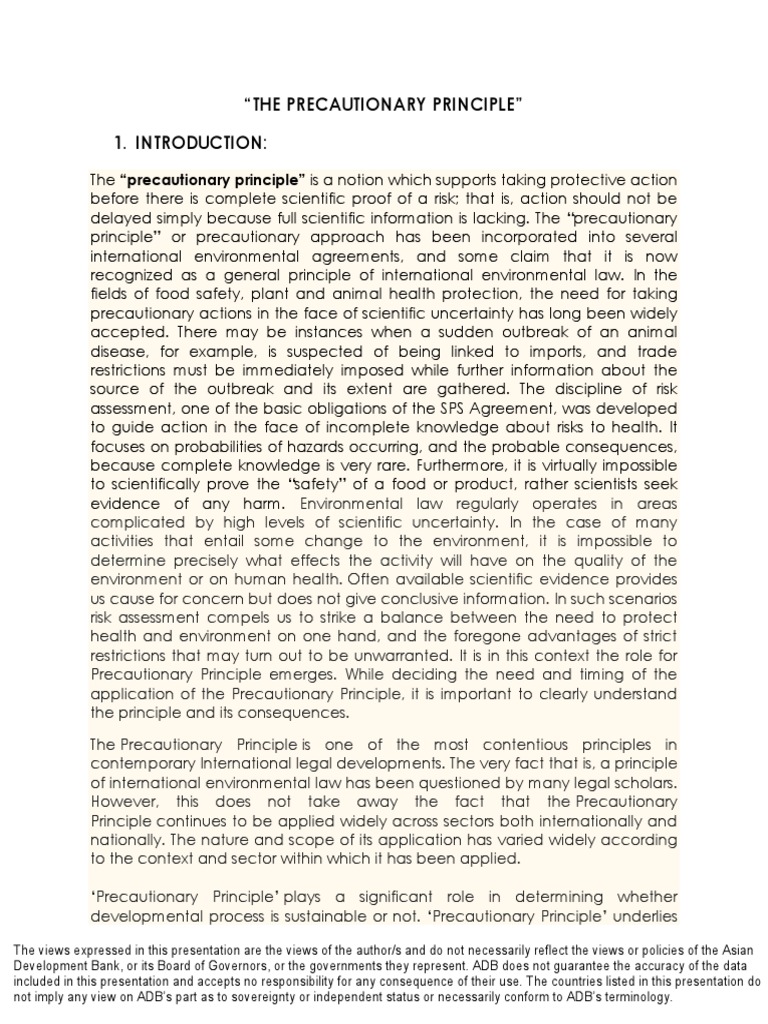 The Precautionary Principle | PDF | Environmental Law | Sustainability
