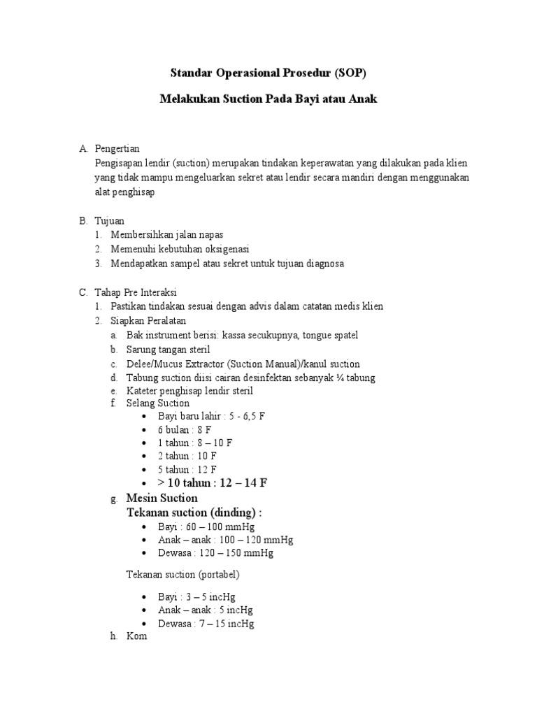 SOP Suction Kep Anak | PDF