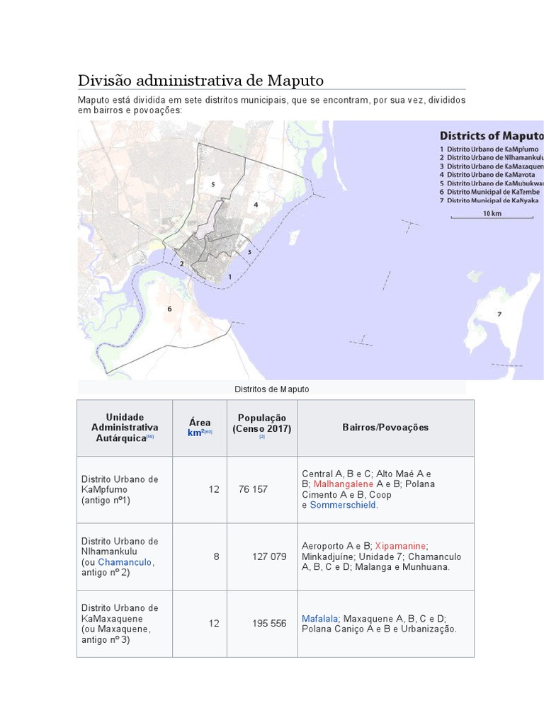 Distritos e Bairros de Maputo | PDF