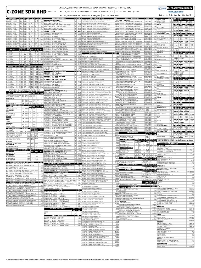 AMD & Intel CPU and Hardware Price List | PDF | Computer Hardware ...