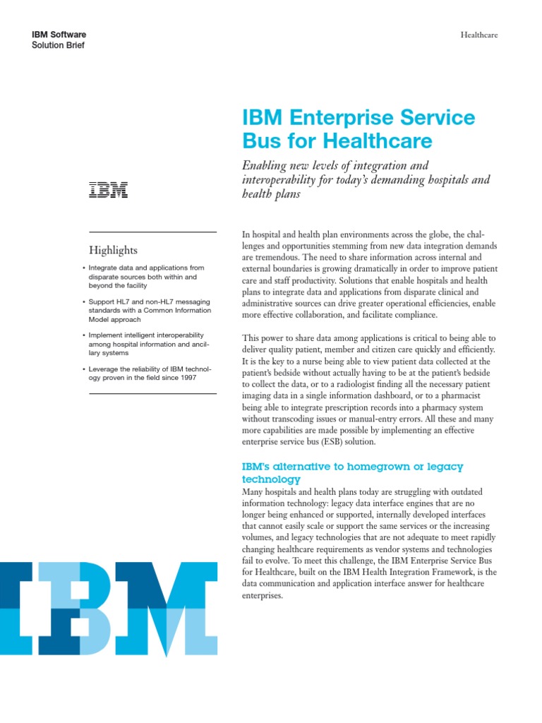 IBM Enterprise Service Bus For Healthcare | PDF | Application ...