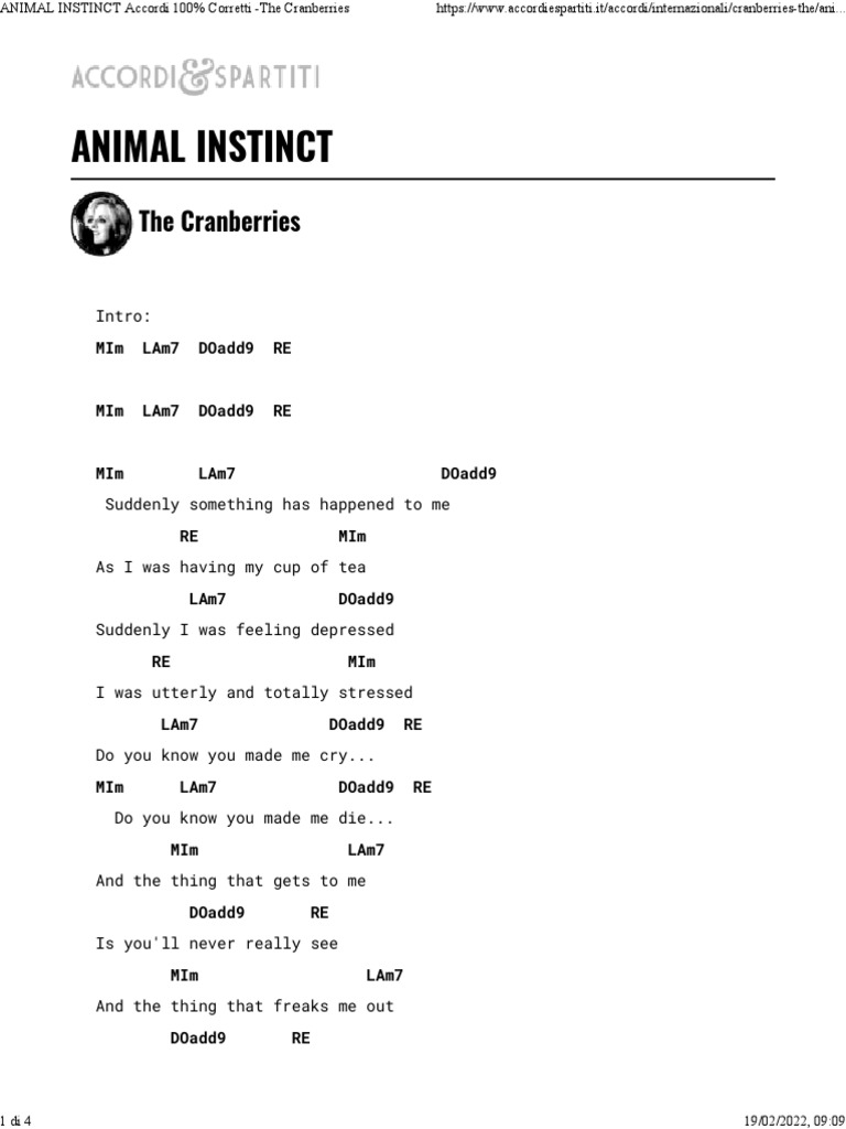 ANIMAL INSTINCT Accordi 100% Corretti - The Cranberries | PDF