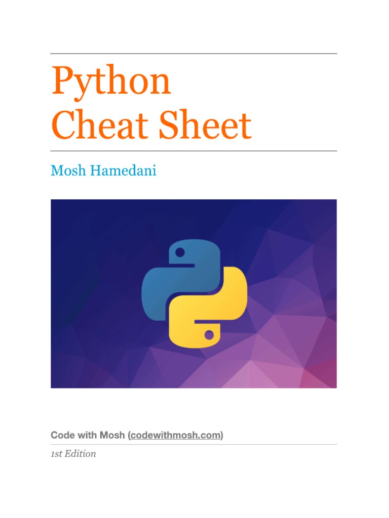 Python Cheat Sheet - Mosh | PDF