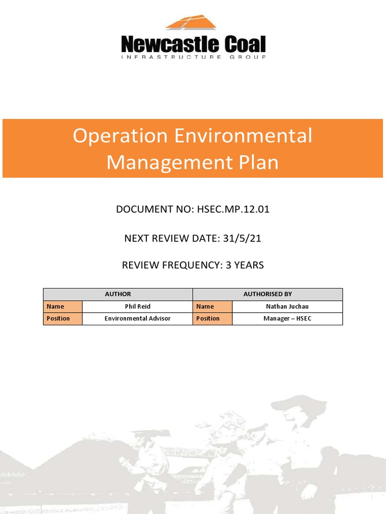 Operation Environmental Management Plan | PDF | Risk | Risk Assessment
