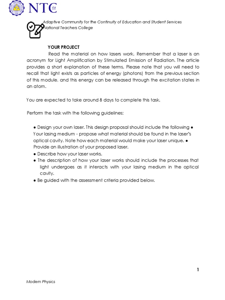 Your Project - Design Your Own Laser | PDF | Laser | Atomic
