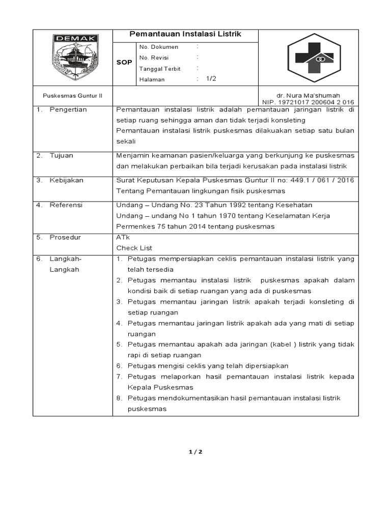Sop-Instalasi Listrik | PDF