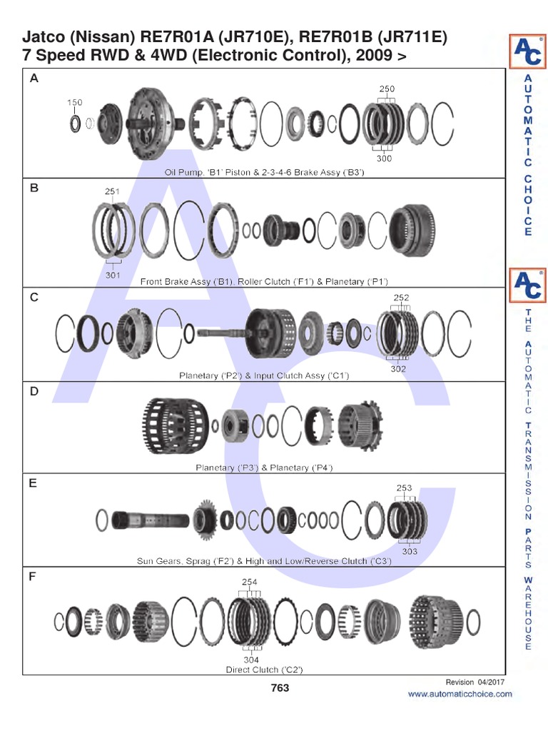 Jatco (Nissan) RE7R01A (JR710E), RE7R01B (JR711E) 7 Speed RWD & 4WD ...